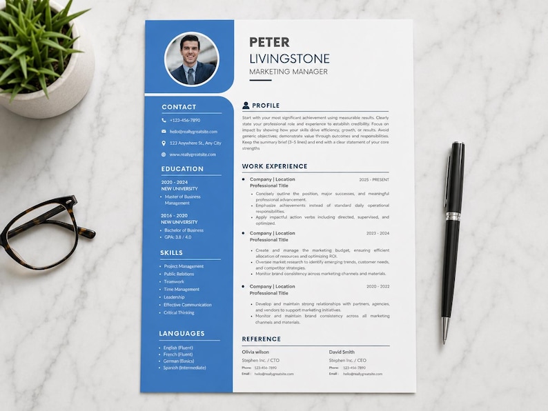 Modern Resume Template Canva, Minimalist CV (instant Download) - Etsy