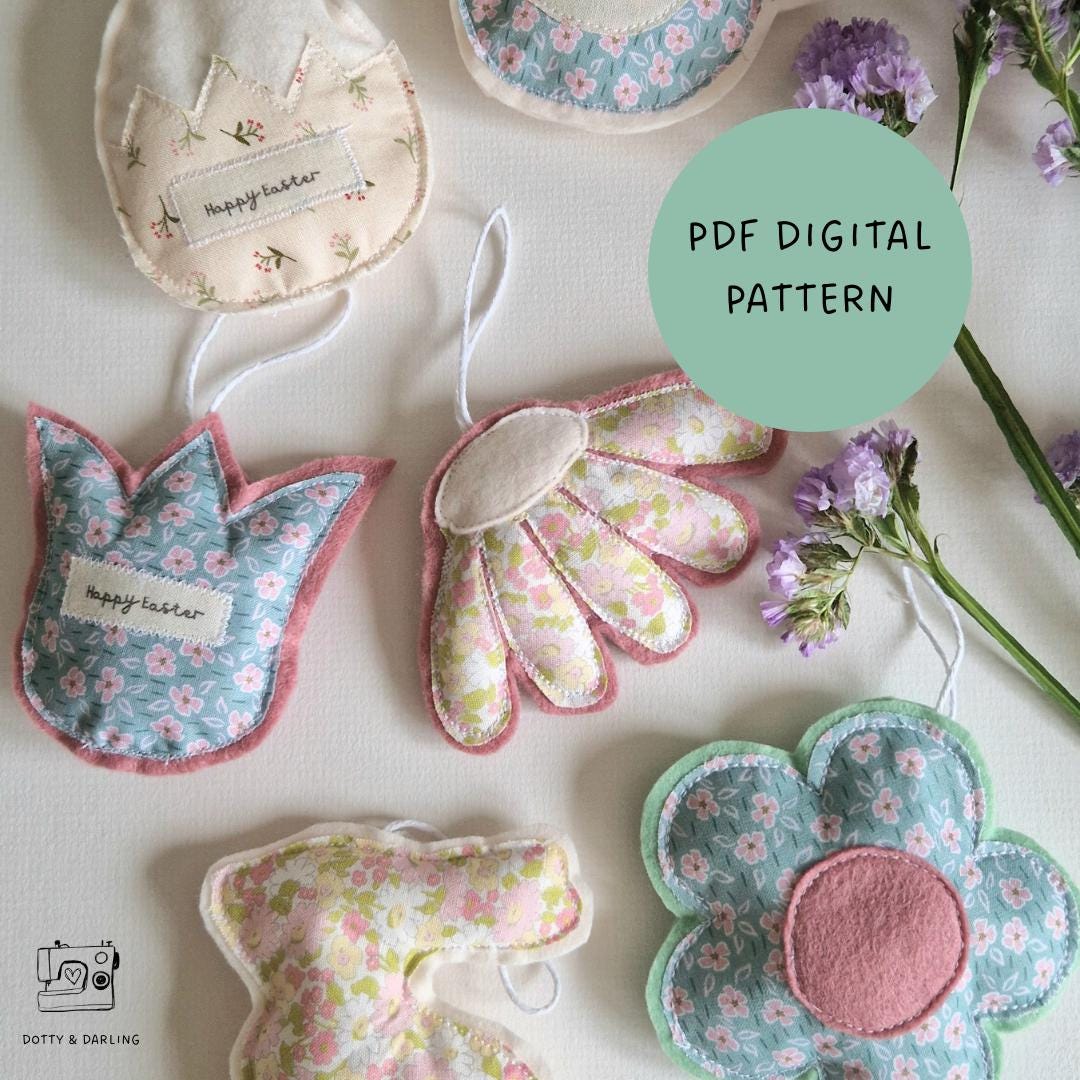 Easter PDF Pattern 6 Felt Spring Decorations - Etsy