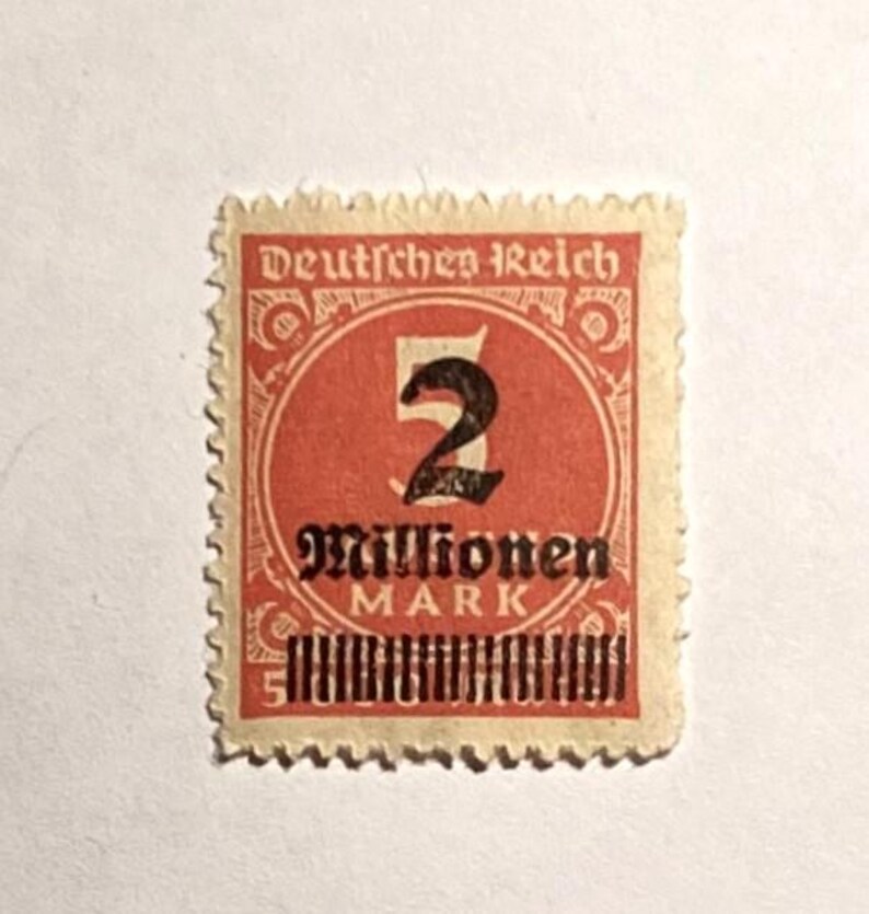 1923 German Hyperinflation Stamp: 2M Over 5T Mark, Vm2 Watermark - Etsy