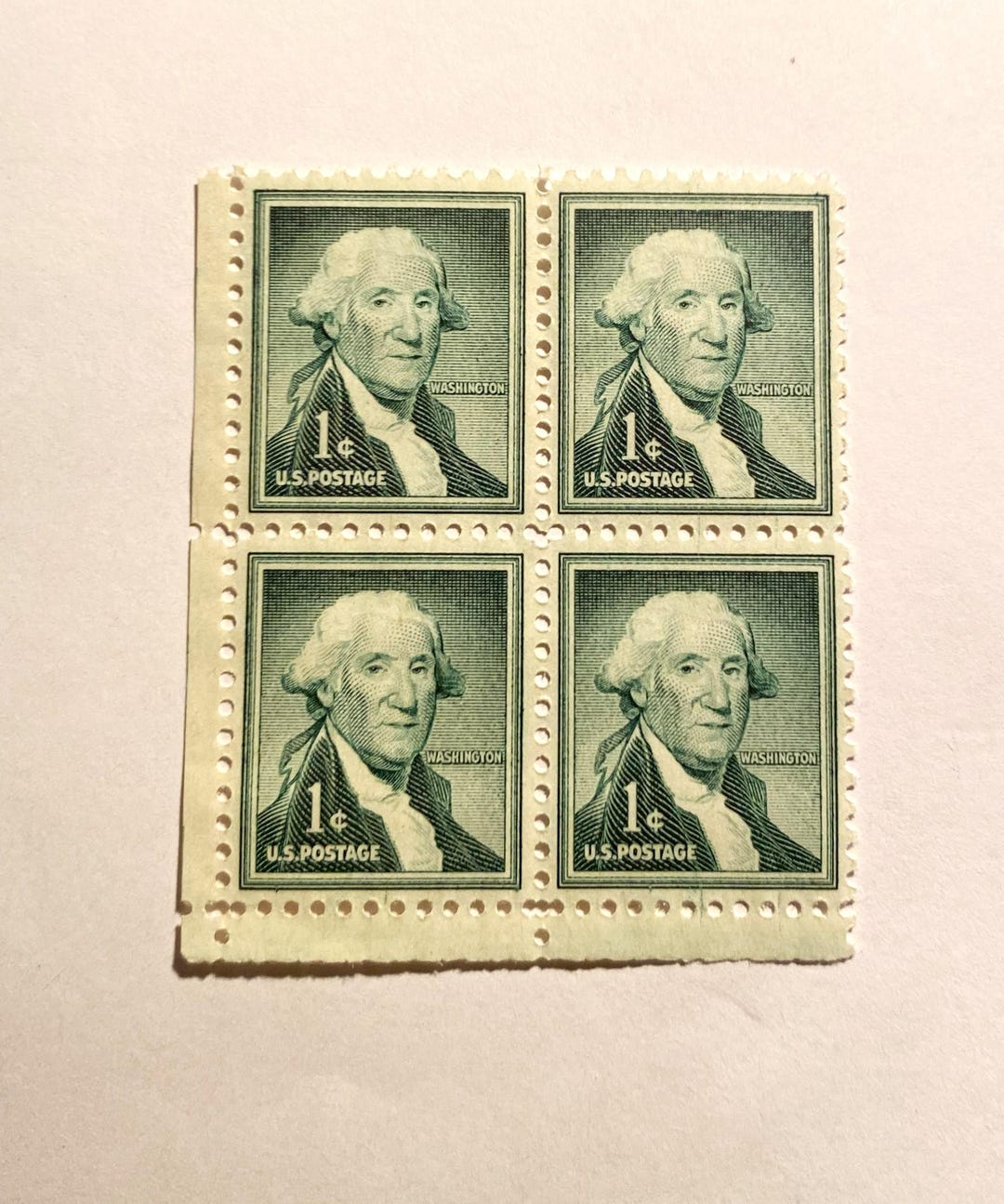 RARE President George Washington 1c Stamps; Plate Block of 4; Liberty ...