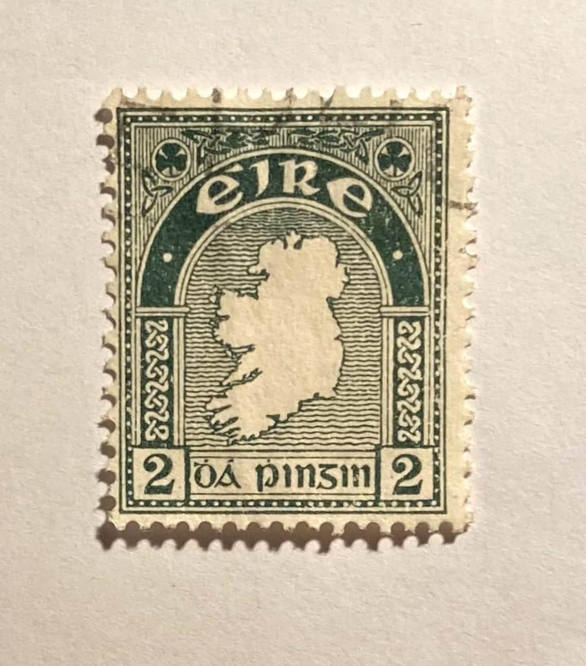 1922 Irish Free State 2p Stamp; Map Ireland; Green; V/F, NH, OG ...