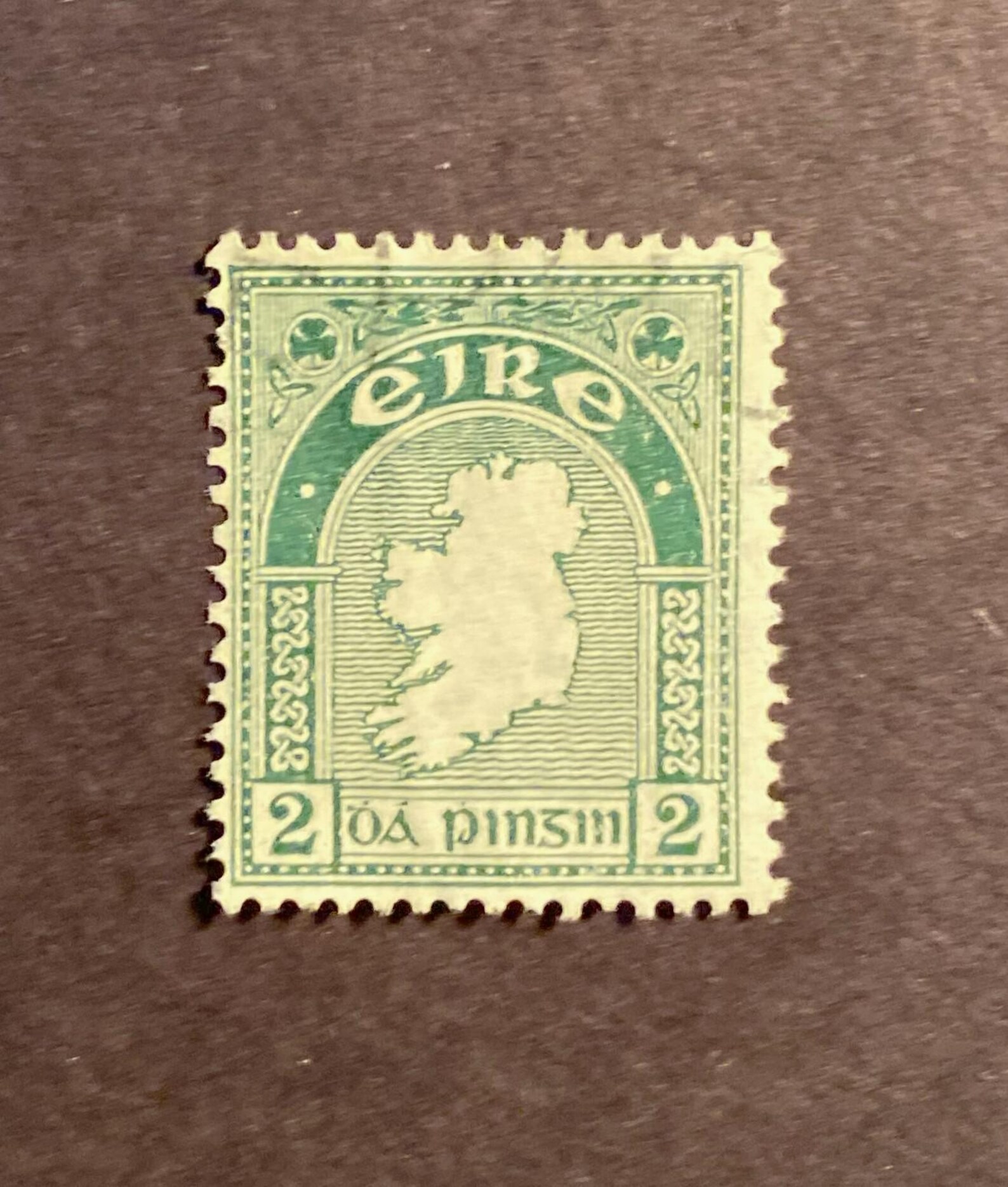 1922 Irish Free State 2p Stamp; Map Ireland; Green; V/F, NH, OG ...
