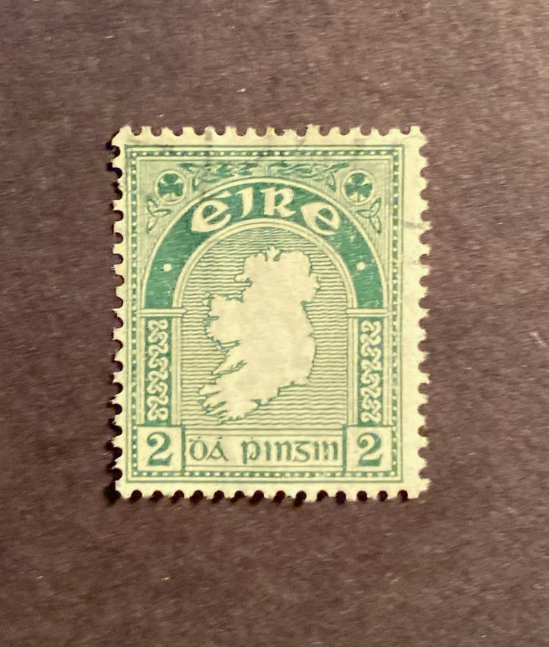 1922 Irish Free State 2p Stamp; Map Ireland; Green; V/F, NH, OG ...