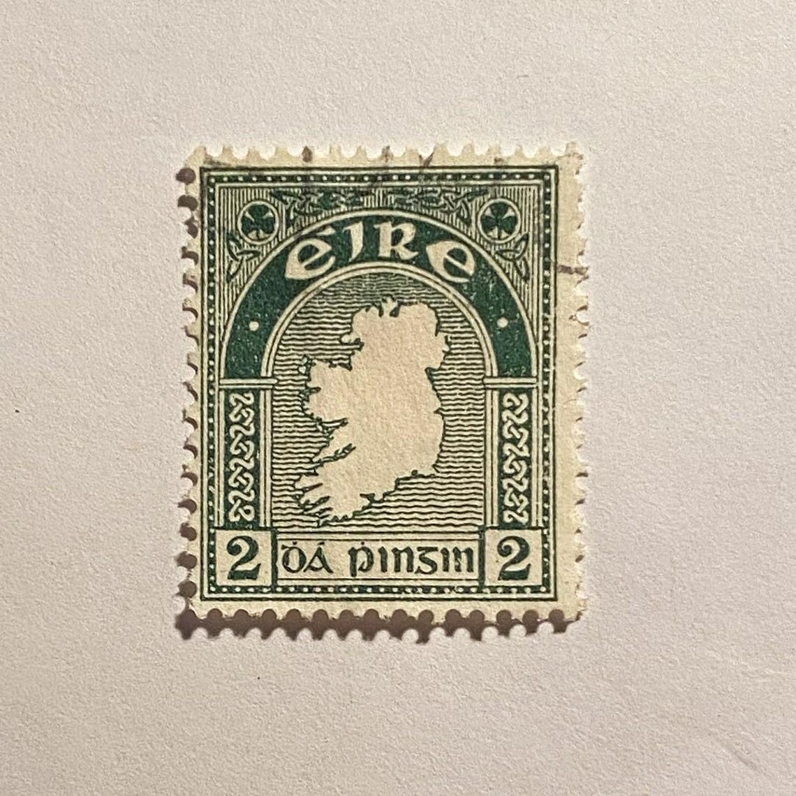1922 Irish Free State 2p Stamp; Map Ireland; Green; V/F, NH, OG ...