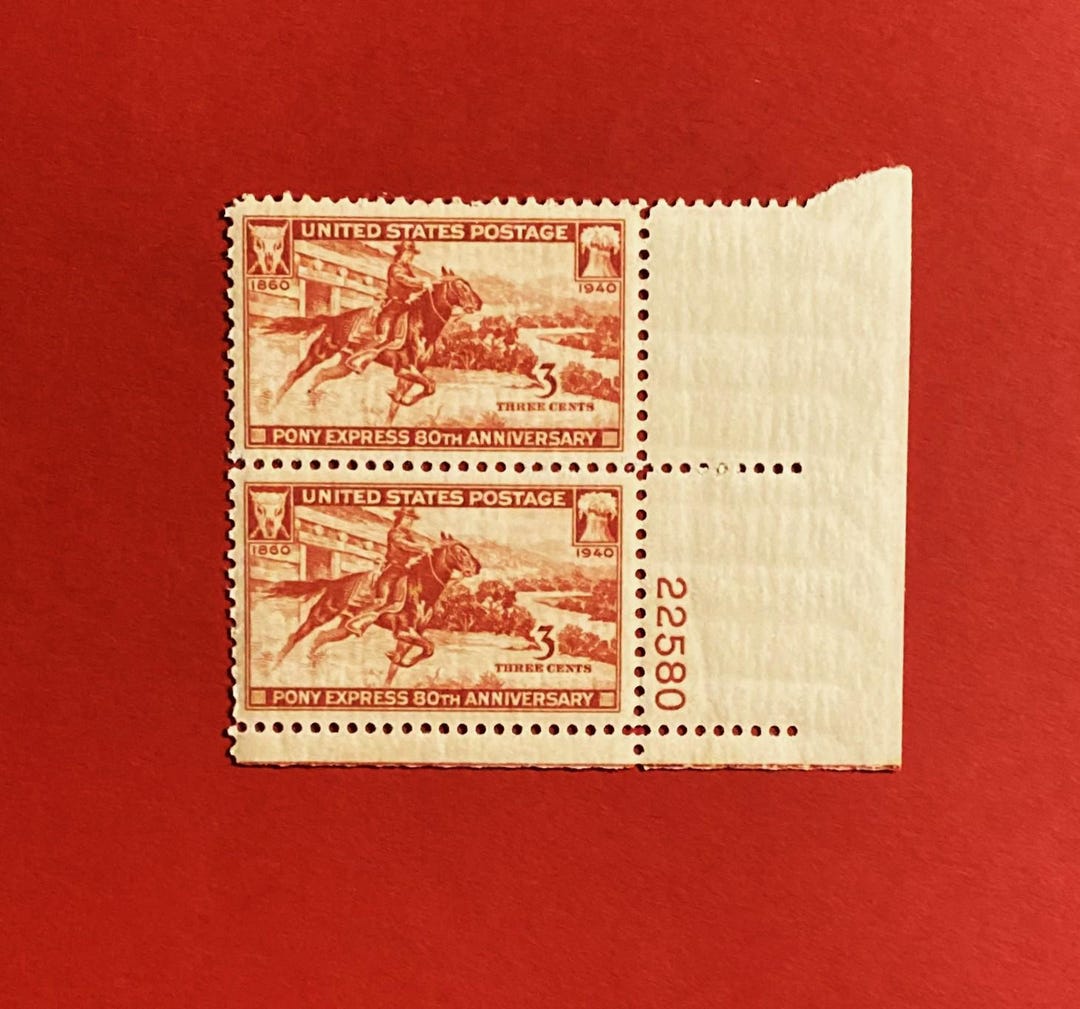 1940 Pony Express Stamp Pair: US #894, 80th Anniversary, Mint - Etsy