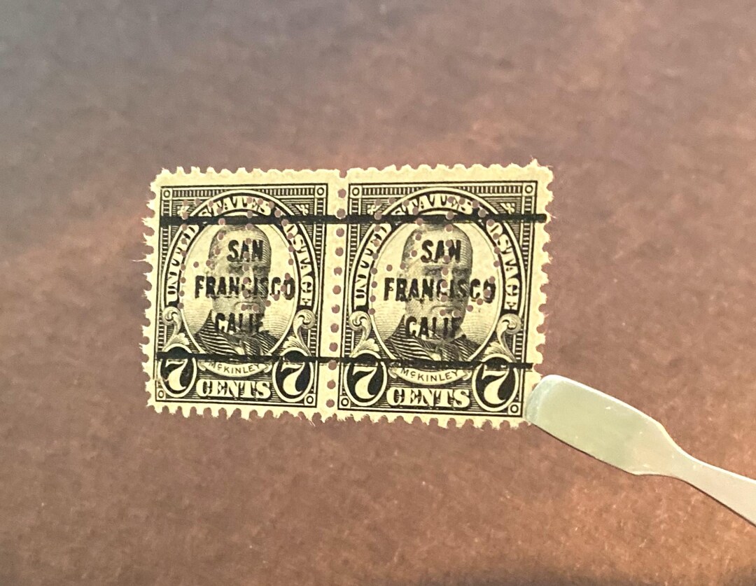 U.S. Pres William Mckinley Horizontal Paired Two 7c Stamps W/ Precancel ...