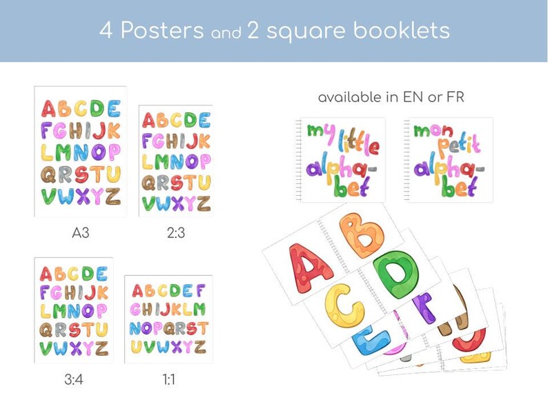 Colorful Alphabet Chart: ABC Printable Posters & Flashcards (digital ...