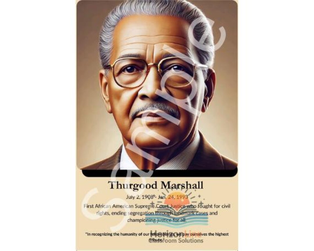 Thurgood Marshall Poster Inspiring Civil Rights & Supreme Court Justice ...
