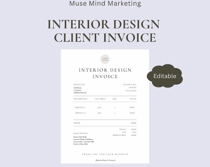 Interior Design Client Invoice Template, Design Project Management ...