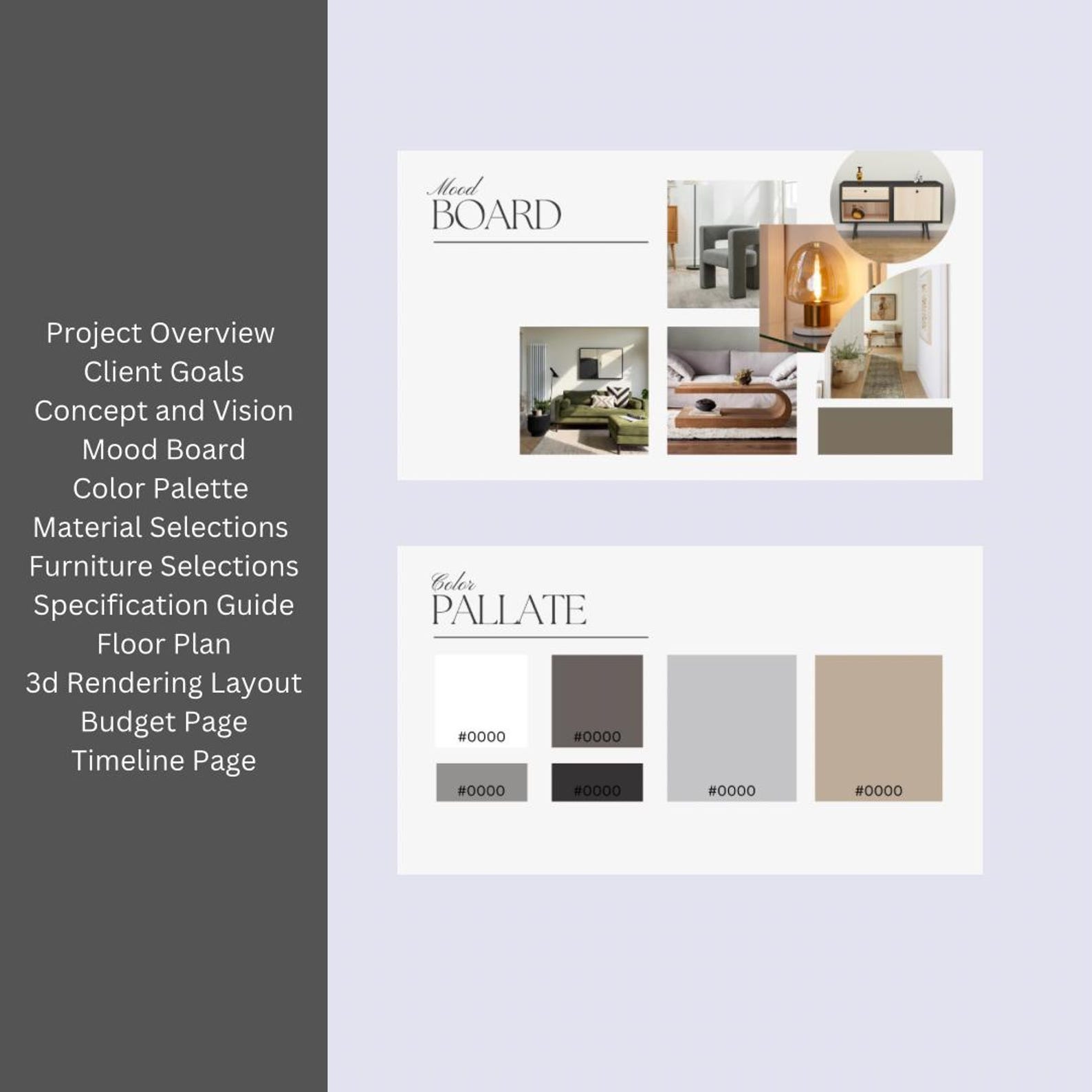 Interior Design Project Proposal Template - Editable Mood Board (canva ...