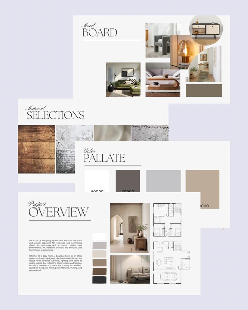 Interior Design Project Proposal Template - Editable Mood Board (canva ...