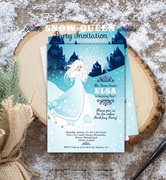 Frosty SNOW QUEEN Party invitation - Winter Birthday Invitation ...