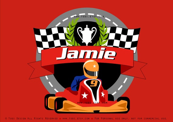 Go Kart Backdrop Design JPG file- PERSONALIZED Go Kart Birthday party ...