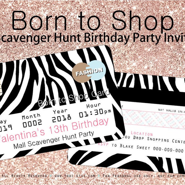 Mall Scavenger Hunt Birthday Party Invitation - Etsy