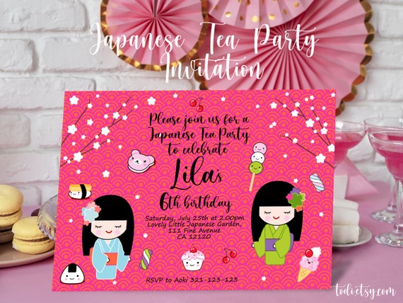 Japanese Tea Party Invitation - Japanese Girl- Printable digital file ...