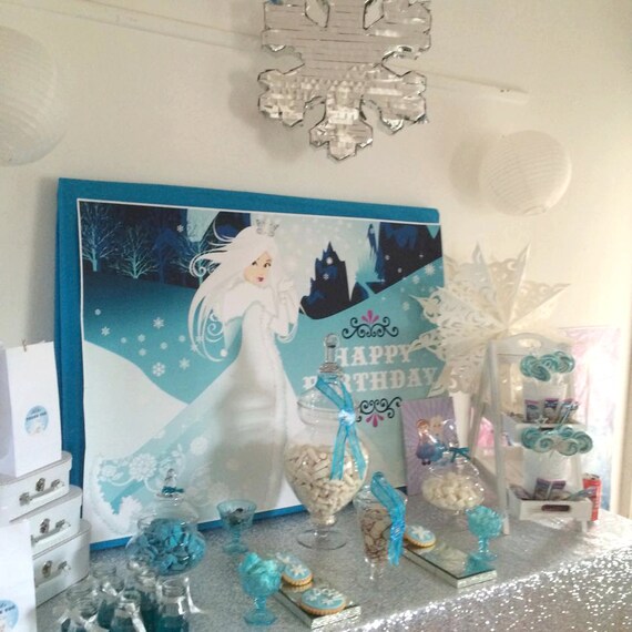 Snow Queen and Ice Princess Party Backdrop Design digital Printable ...