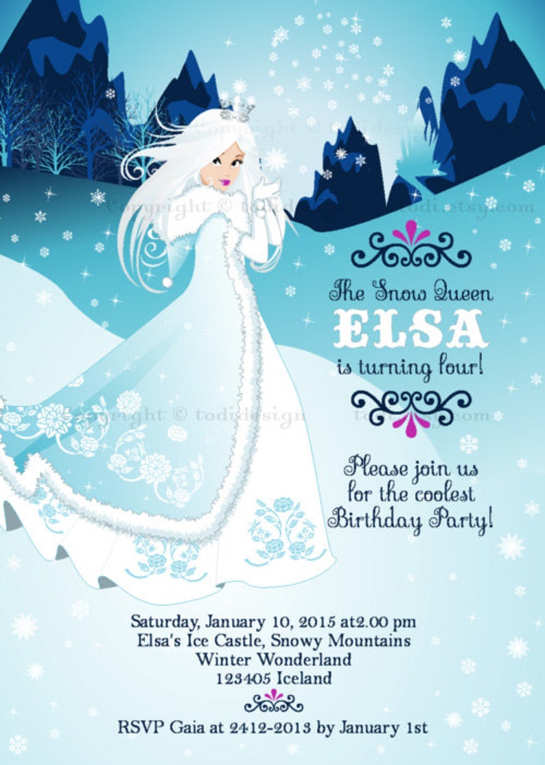 Frosty SNOW QUEEN Party Invitation Winter Birthday | Etsy