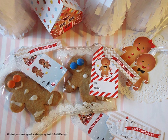 Christmas gift tag printables, Gingerbread Gift tag printables- INSTANT ...