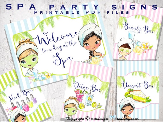 Spa party Printables - INSTANT DOWNLOAD - spa day, girls spa day ...