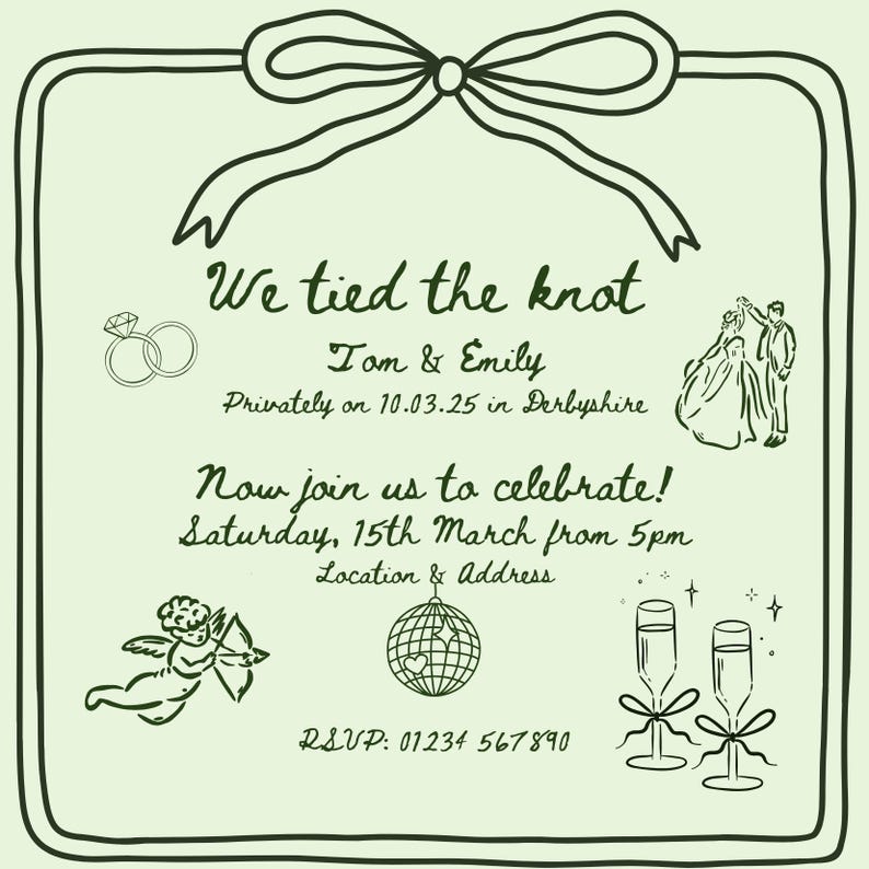 Editable Wedding Party Invitation - Square - Etsy