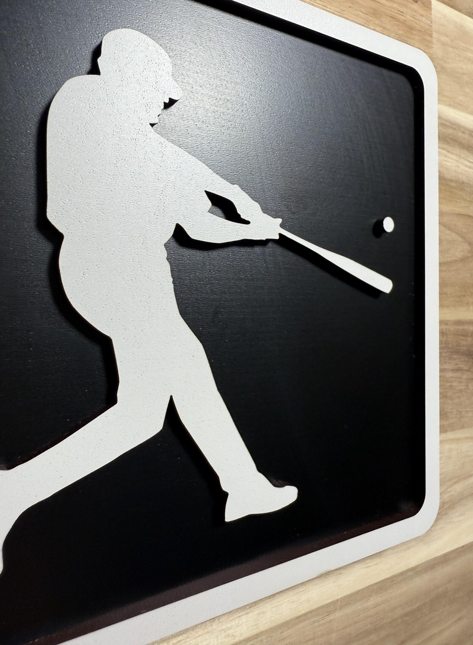 Baseball Batter With Ball Sports Figure, White on Black, Handcrafted ...
