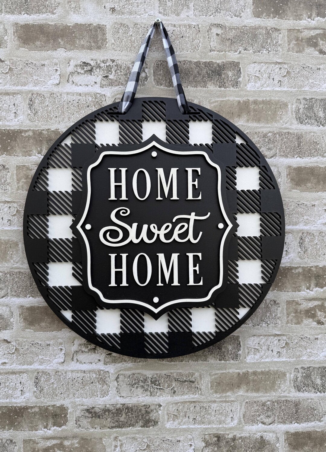 Buffalo Plaid Front Door Welcome Sign, Front Door Hanger, Entry Way ...
