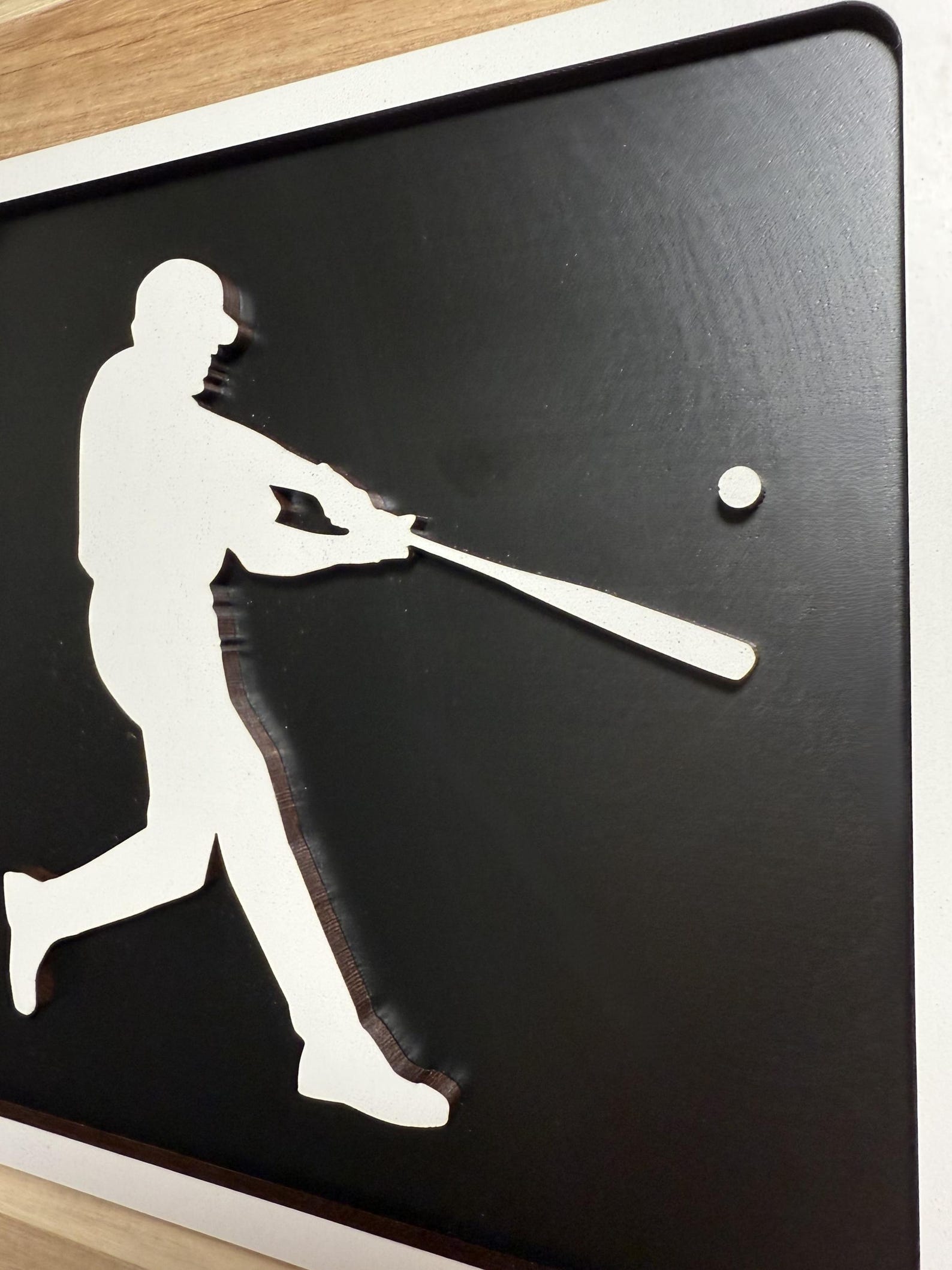 Baseball Batter With Ball Sports Figure, White on Black, Handcrafted ...