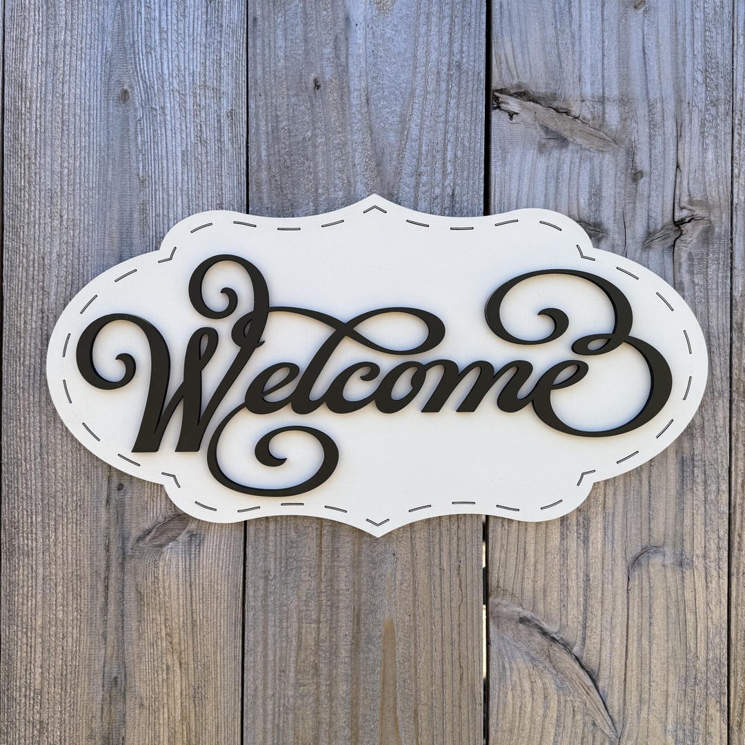 Elegant Exquisite Welcome Sign, 3D Layered Front Door Hanger ...