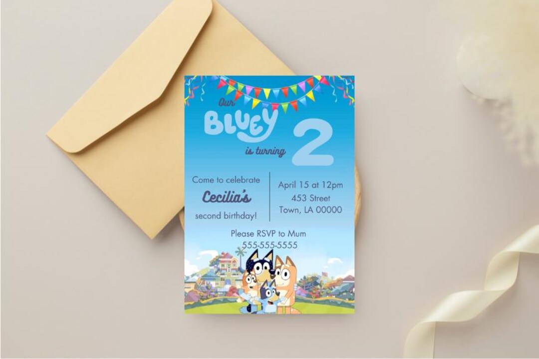 Bluey is Turing..., Birthday Invitation, Any Age Birthday Invitation, Bluey Editable Template - Etsy