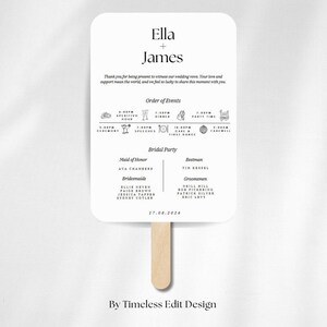 Modern Wedding Program Fan Template: Elegant Ceremony Timeline (digital ...
