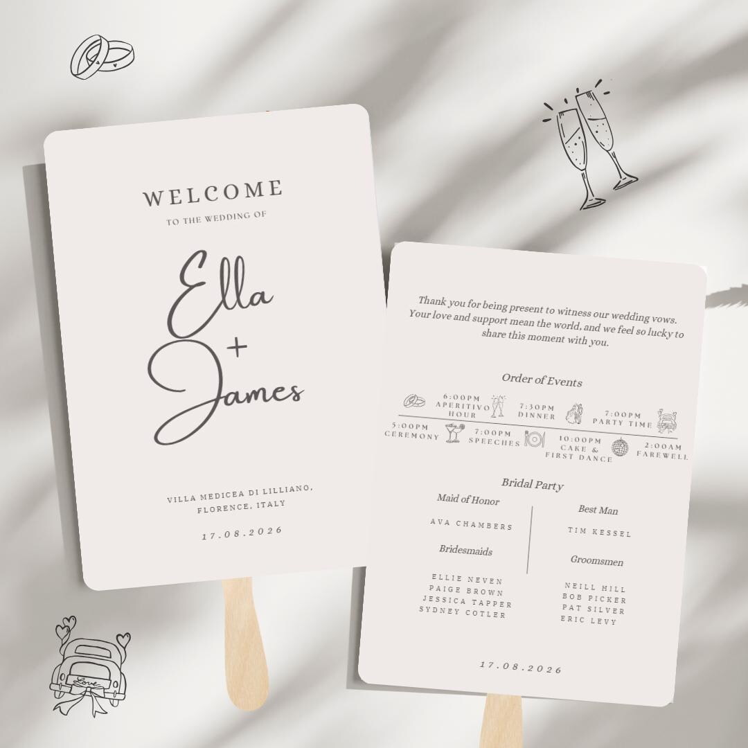Rustic Wedding Fan Program, Wedding Ceremony, Neutral Colors, Editable ...