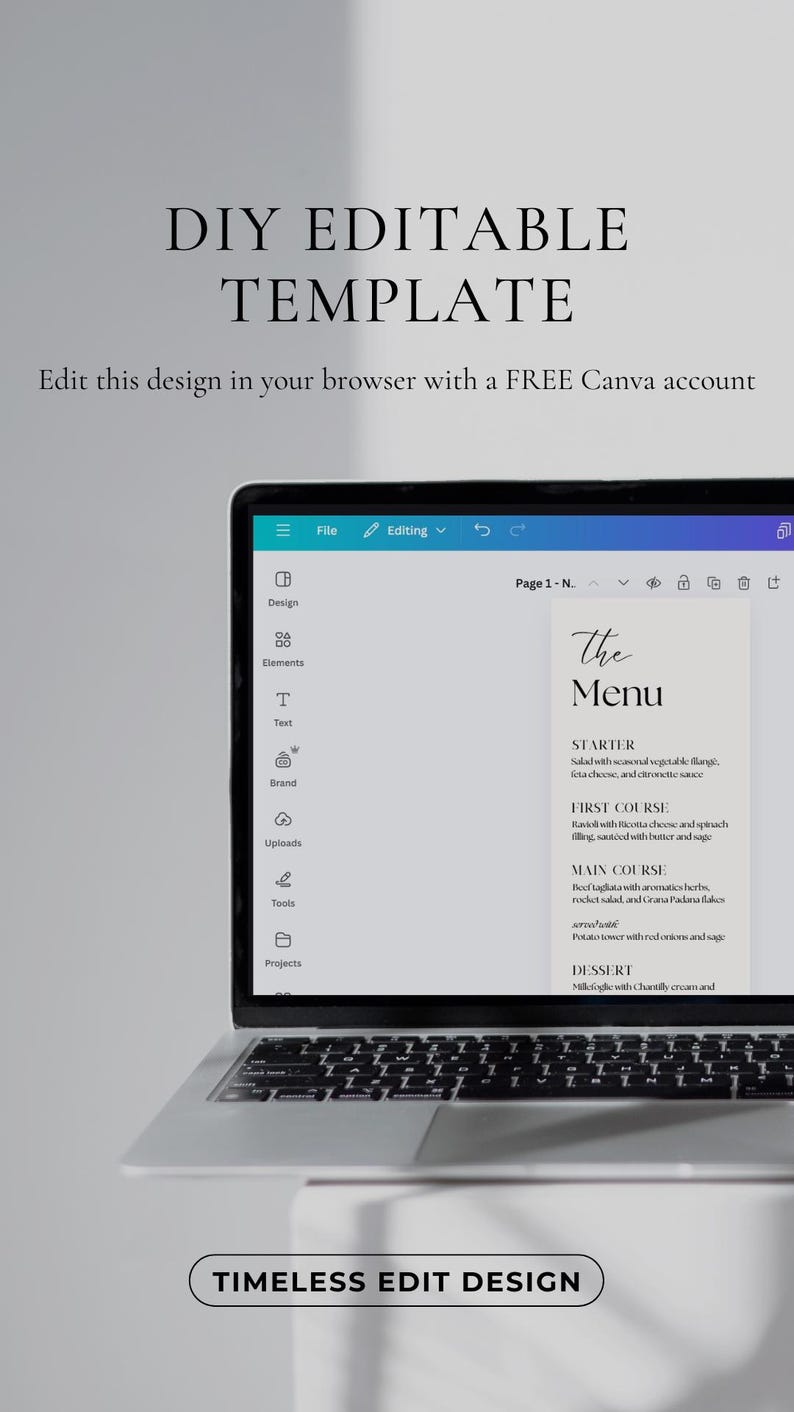 Classic Black & White Menu Template - Perfect for Weddings and Classic ...