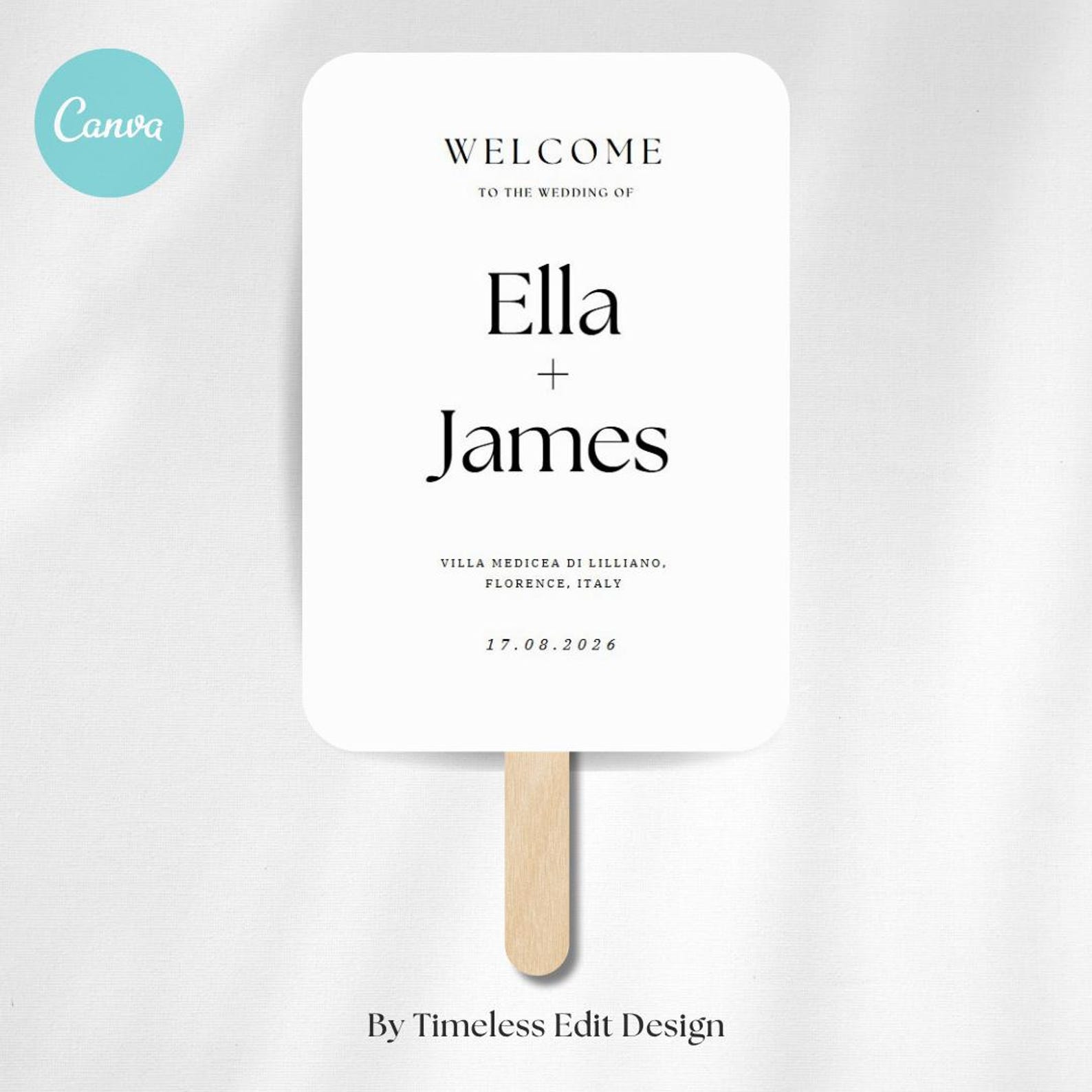Modern Wedding Program Fan Template: Elegant Ceremony Timeline (digital ...