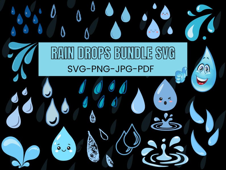 Water Droplet SVG Bundle, Rain Drop Clipart, Weather Icon Set (digital ...