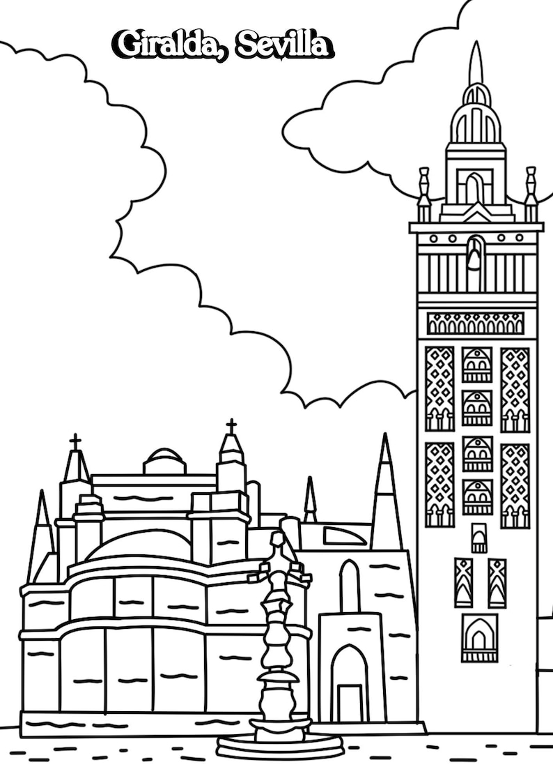 Spain Landmarks Coloring Pages Bundle – 9 Printable Designs With ...