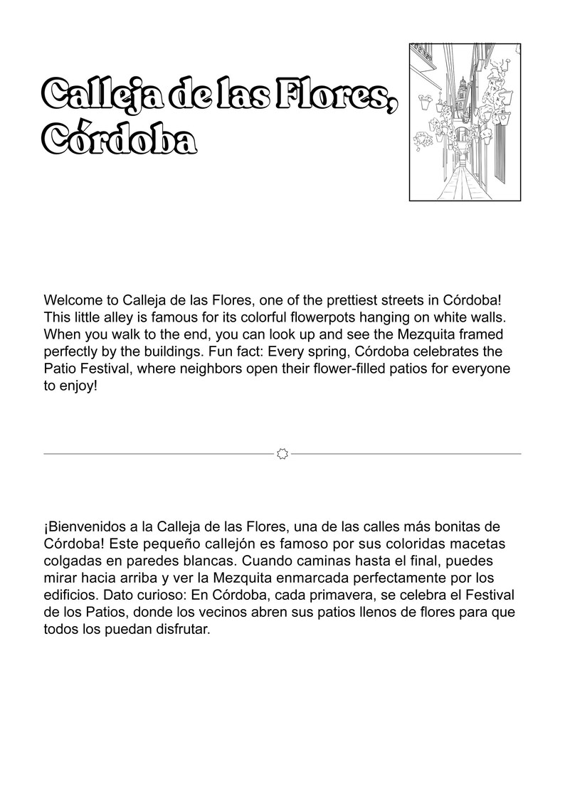Spain Culture Coloring Page – Calleja De Las Flores, Córdoba ...