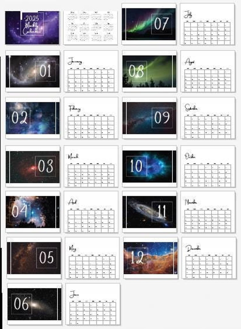 2025 Printable Wall Calendar | Digital Download Planner | Space-themed ...