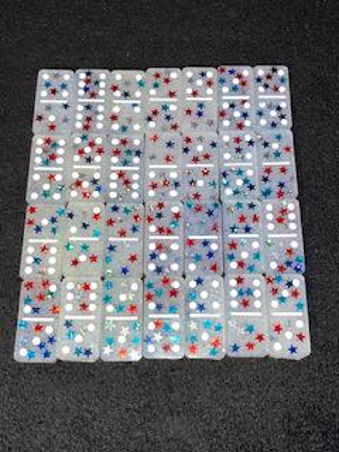Mini 2"-inch Red, Silver and Blue Star Themed Dominoes - Etsy