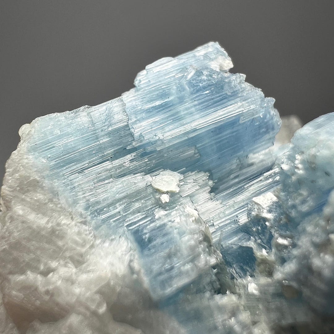 147 Gram Rare Lustrous Blue Vorobyevite Beryl Crystal With Mica Quartz ...