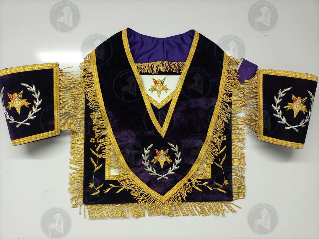 Masonic Regalia Grand Patron OES Apron With Cuffs Collars & Sashes Hand ...