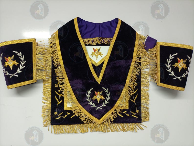 Masonic Regalia Grand Patron OES Apron With Cuffs & Collars Hand ...