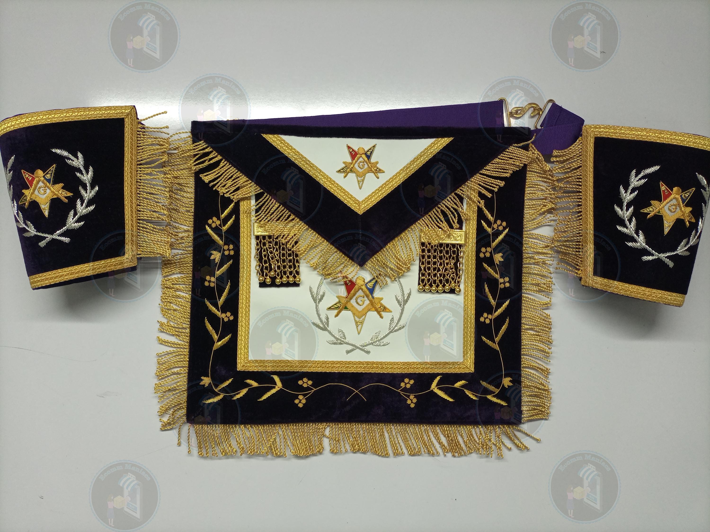 Masonic Regalia Grand Patron OES Apron With Cuffs & Collars Hand ...