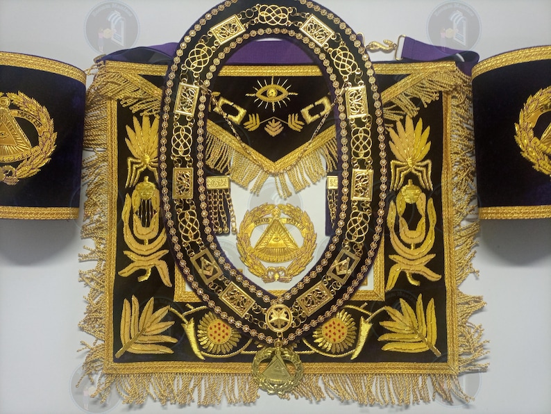 Masonic Regalia Grand Master Apron Gauntlets (cuffs) & Beaded Chain ...