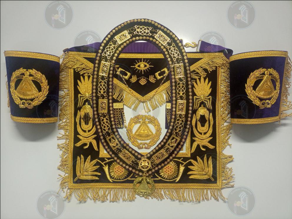 Masonic Regalia Grand Master Apron Gauntlets (cuffs) & Beaded Chain ...