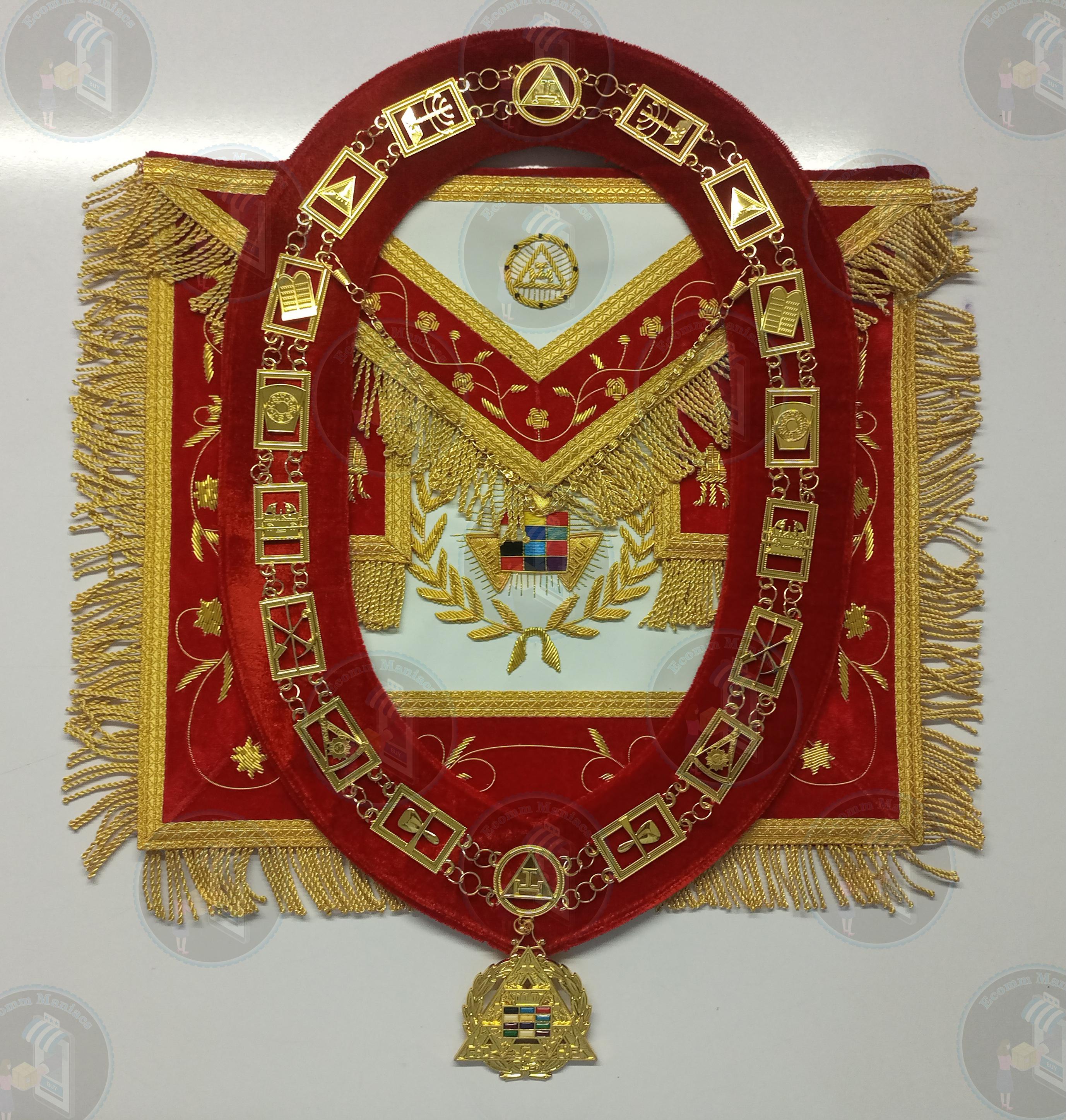 Masonic Regalia Royal Arch Past High Priest PHP Apron & Beaded Chain ...