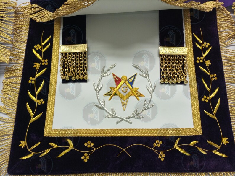 Masonic Regalia Grand Patron OES Apron With Cuffs & Collars Hand ...