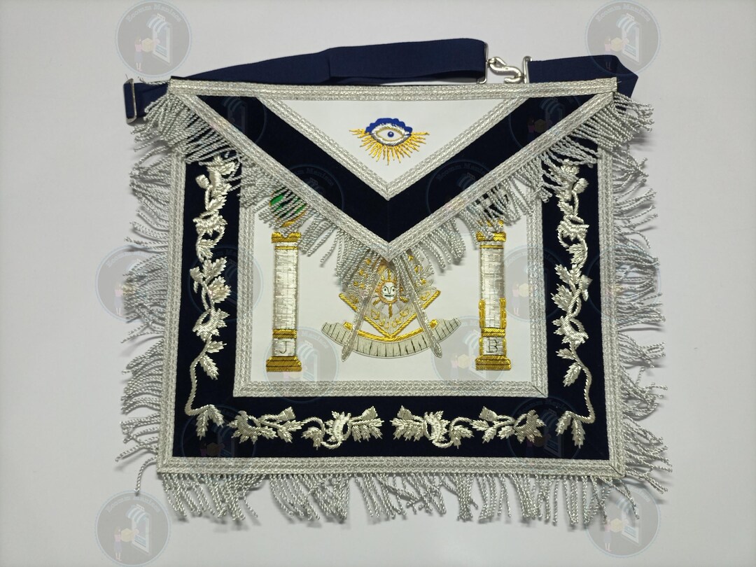 Masonic Past Master Apron: Hand Embroidered Bullion Wire, JB Pillars - Etsy
