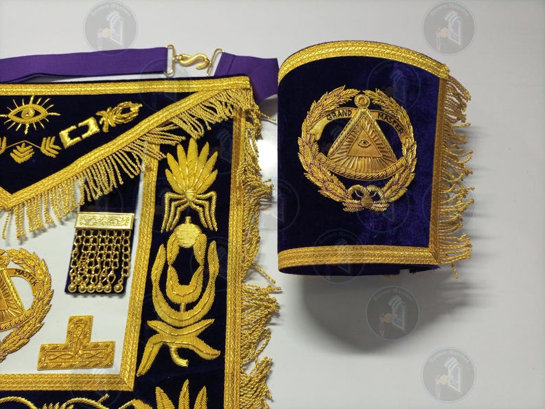 Masonic Regalia Grand Master Apron Gauntlets (cuffs) & Beaded Chain ...