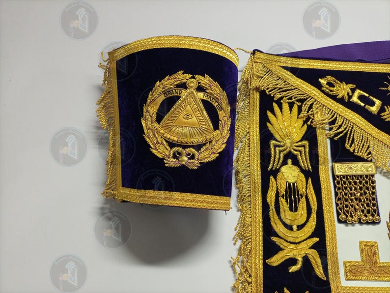 Masonic Regalia Grand Master Apron Gauntlets (cuffs) & Beaded Chain ...