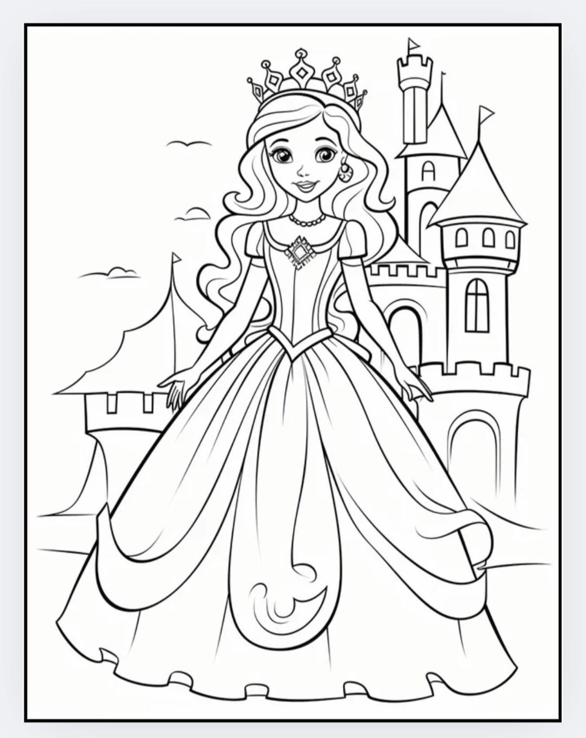 100 Pages Princess Coloring Book - Etsy